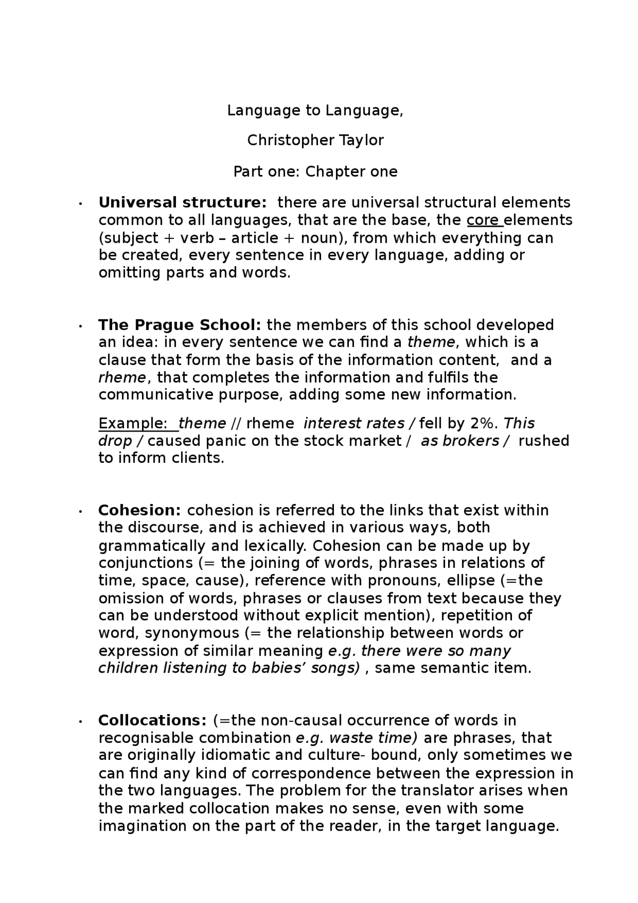 Language To Language Docsity