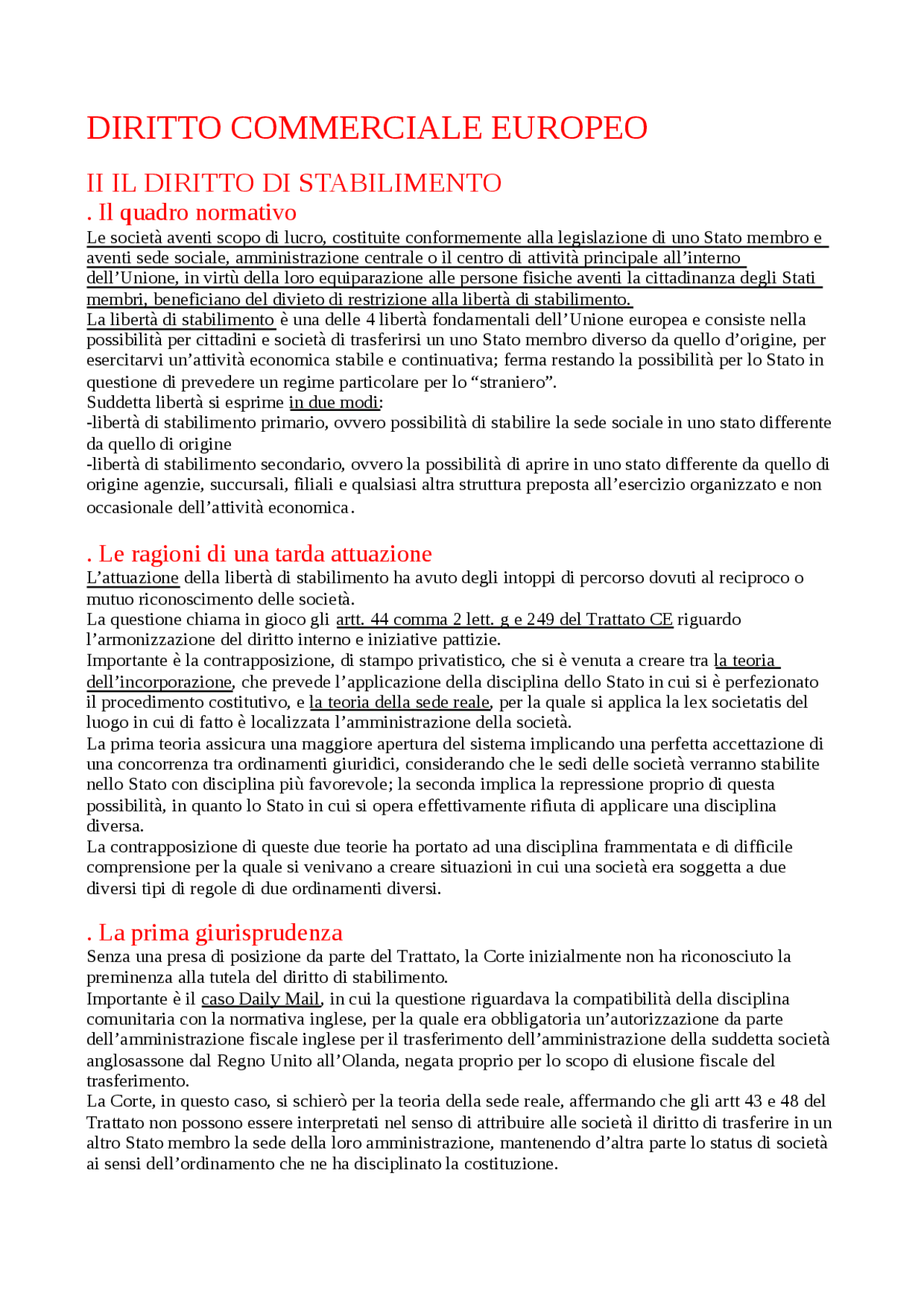 Riassunti Lezioni Di Diritto Commerciale Comunitario Cassottana