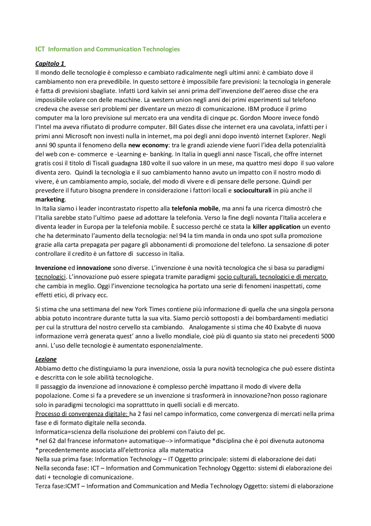 Appunti Ict Iulm Primo Anno Rpci Docsity