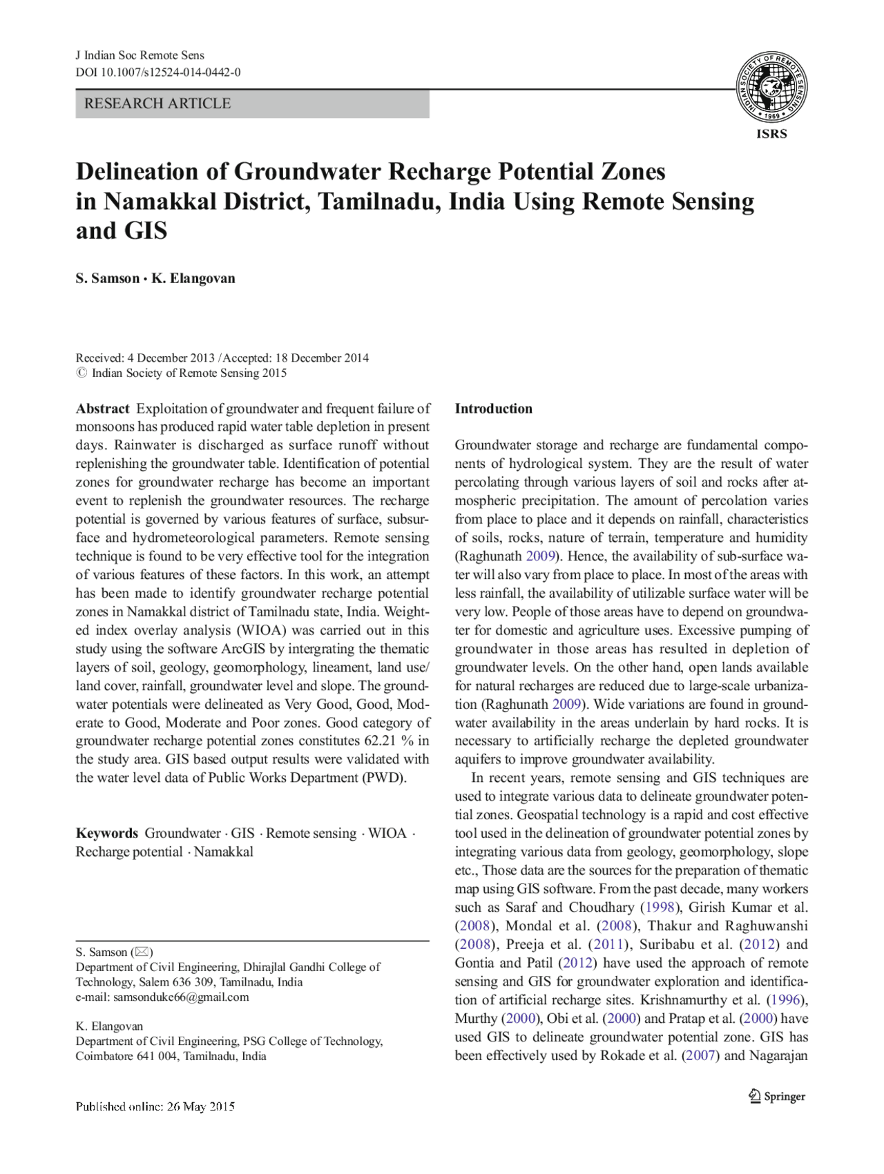 Remote Sensing Technique In Groundwater Docsity