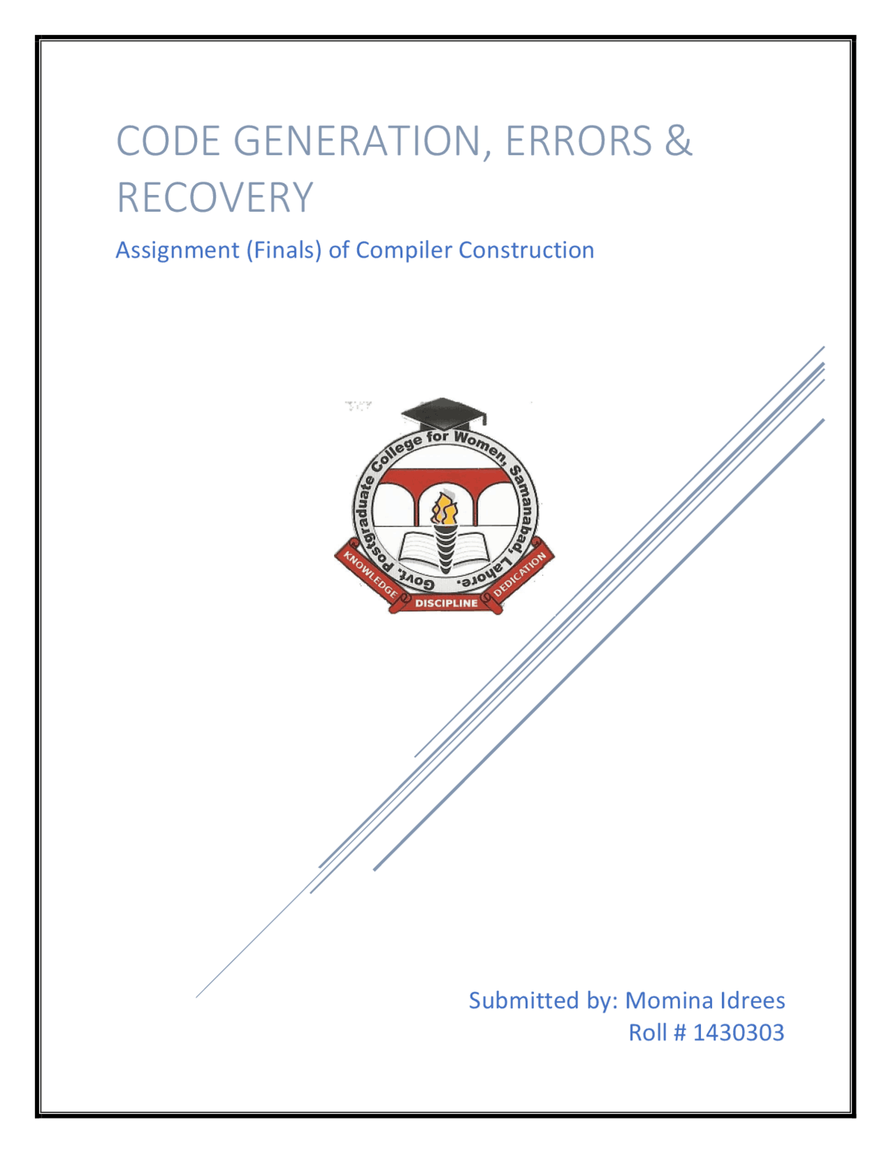 Code Generation Errors And Recovery In Compiler Model Docsity
