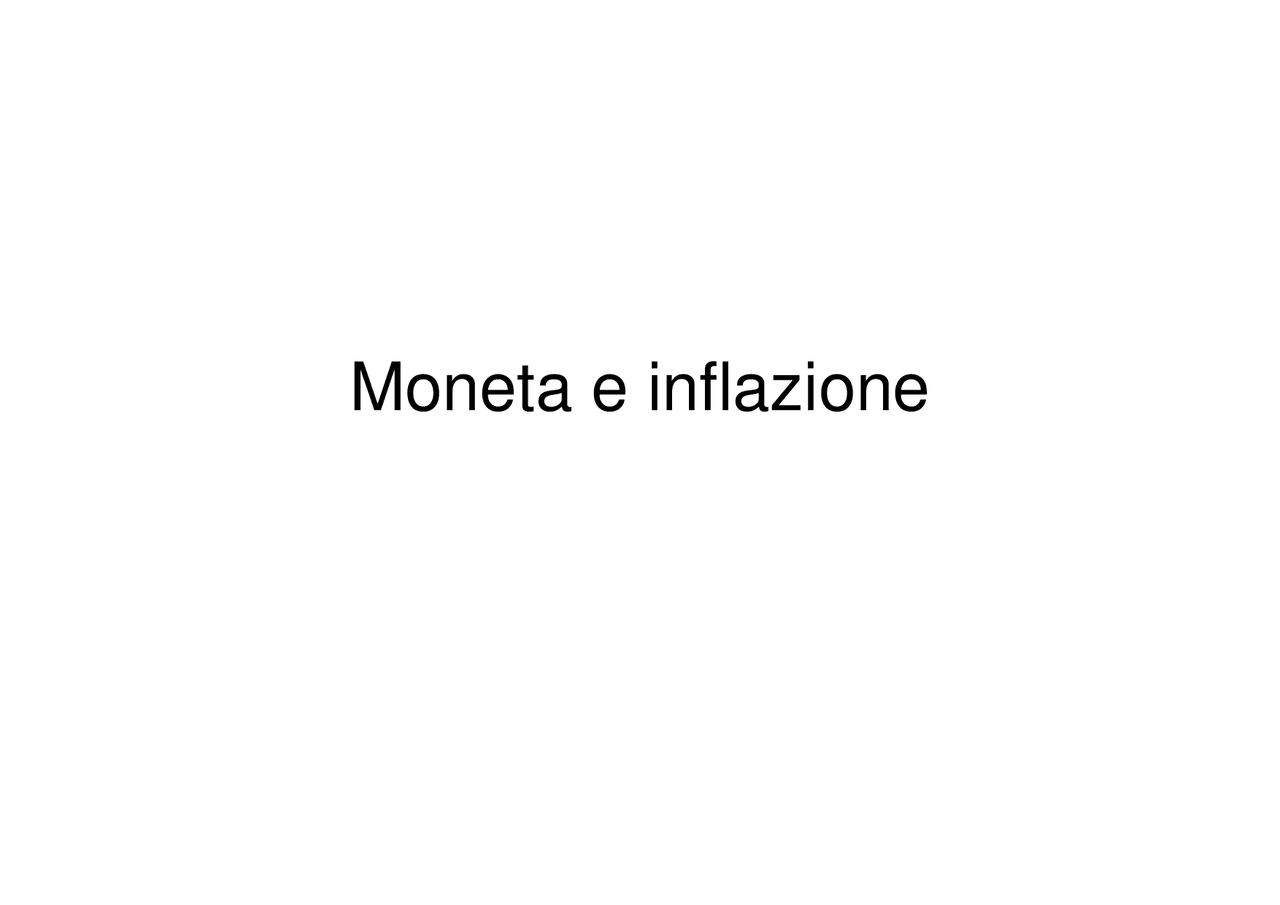 Moneta E Inflazione Docsity
