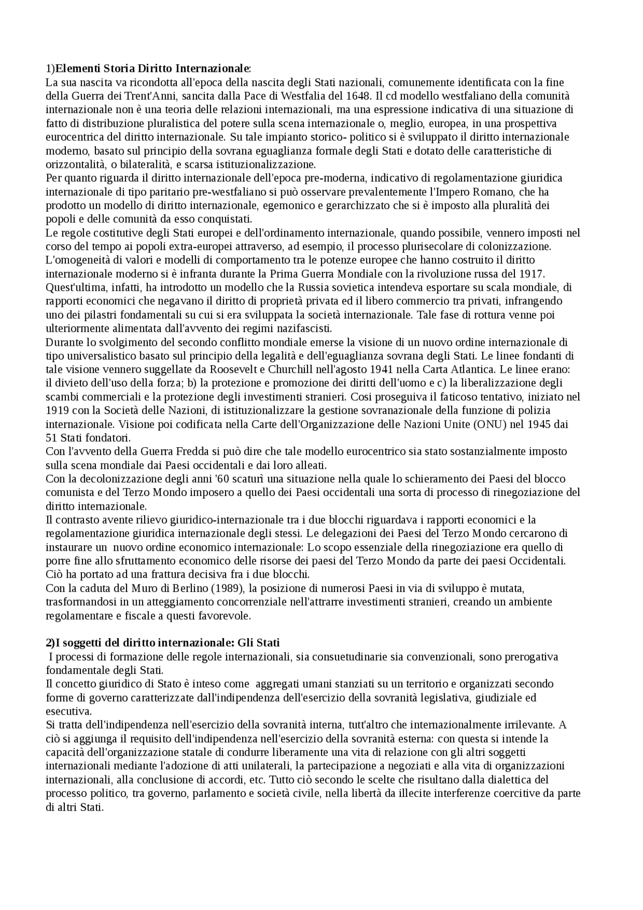 Risposte Esame Di Diritto Internazionale Professoressa Zanobetti Docsity