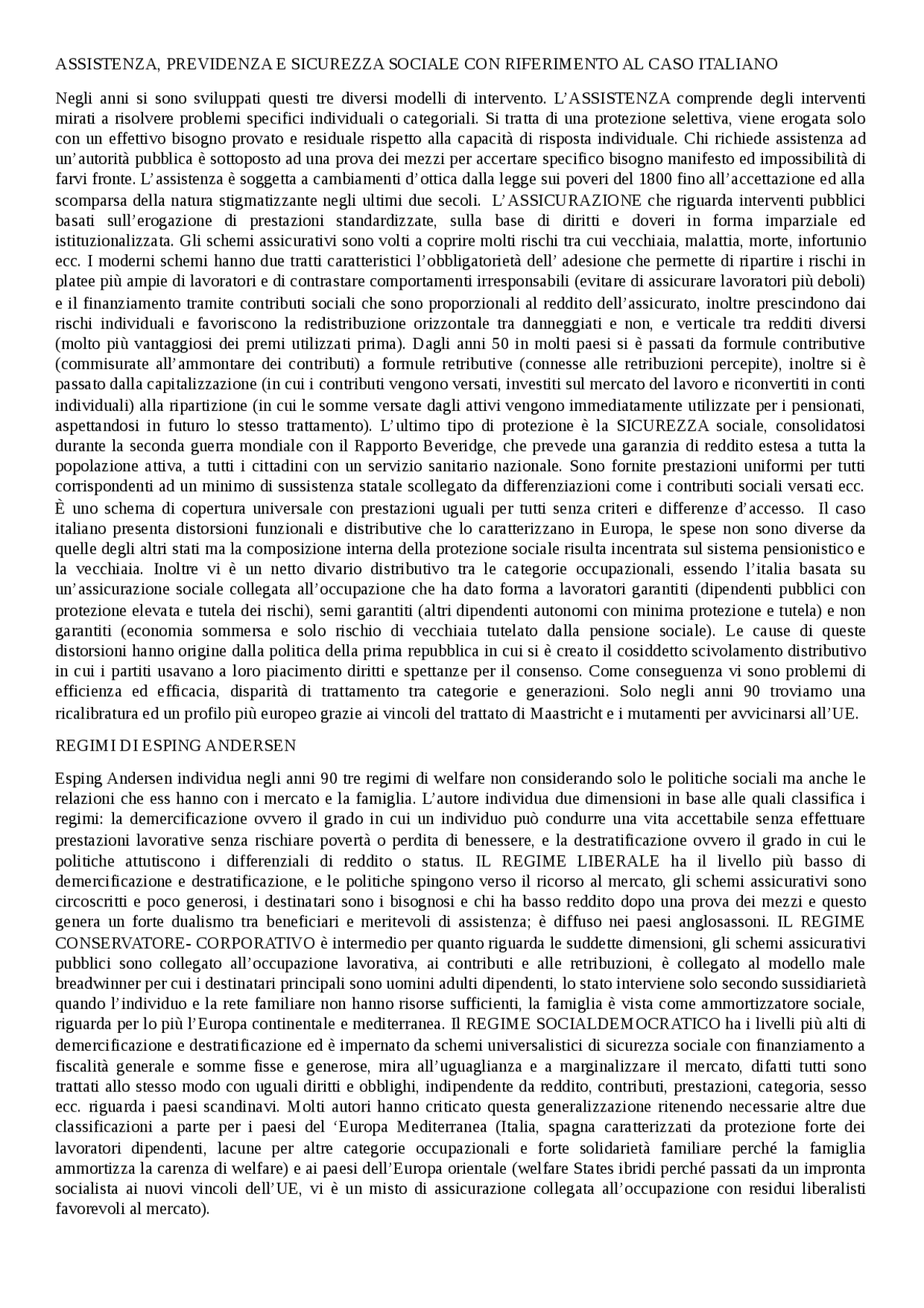 Domande frequenti esame David Benassi Welfare - Docsity