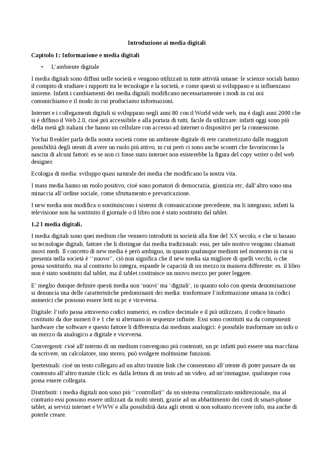 Introduzione Ai Media Digitali Docsity