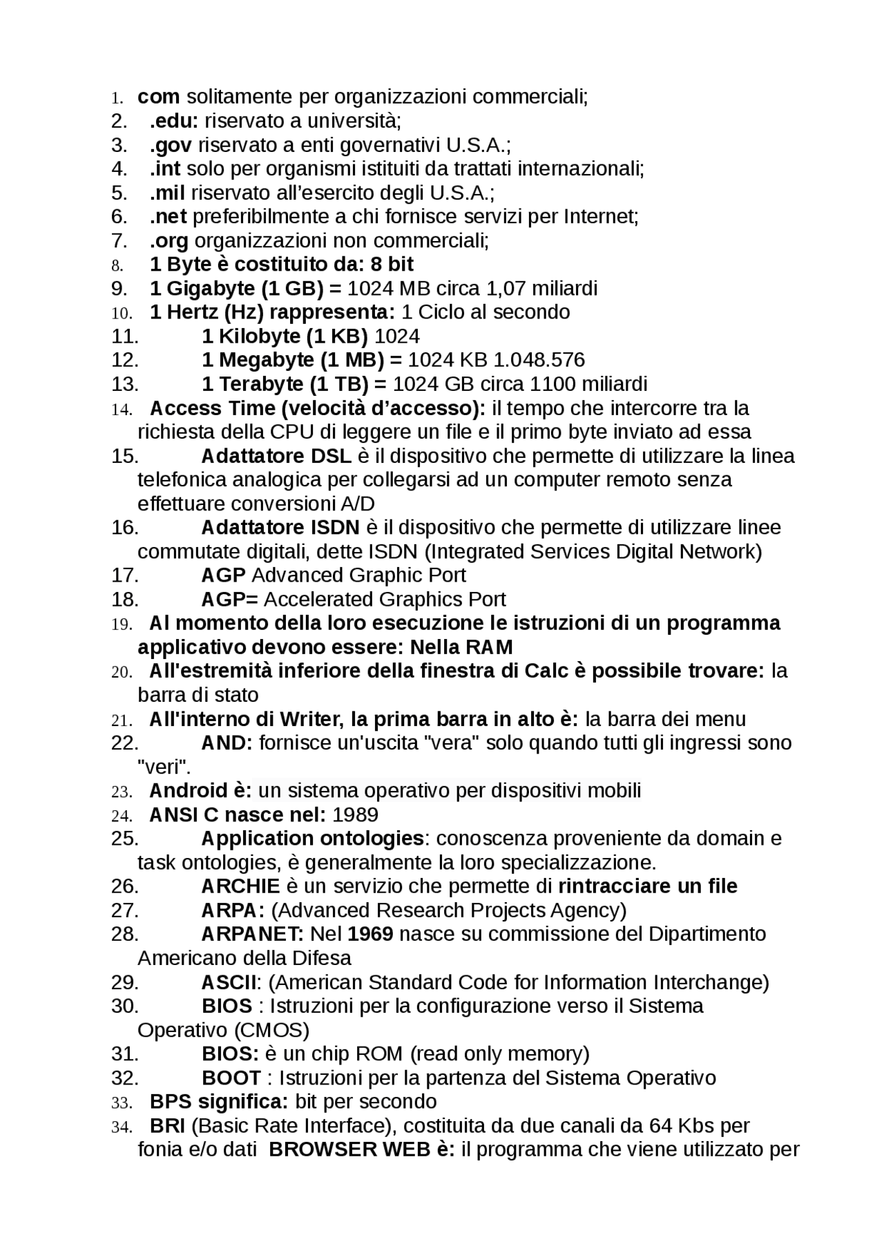 Domande Piattaforma Informatica Unipegaso Docsity