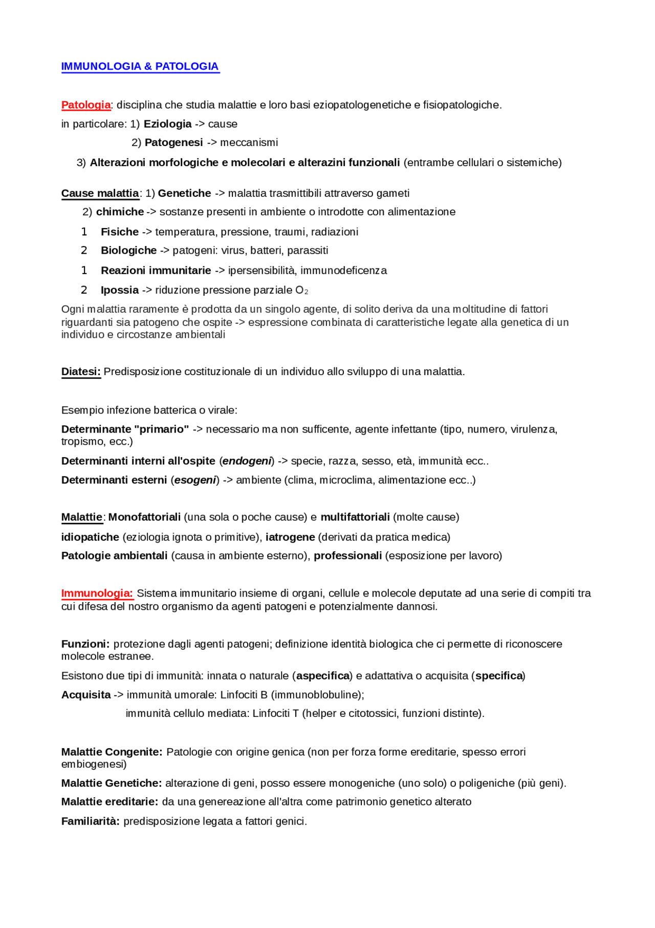 Appunti Immunologia E Patologia Docsity