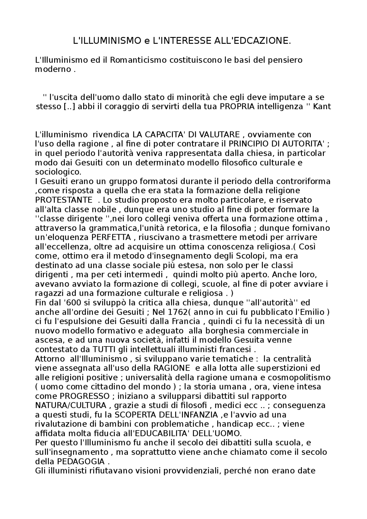 Illuminismo E Impatto Sulleducazione Docsity