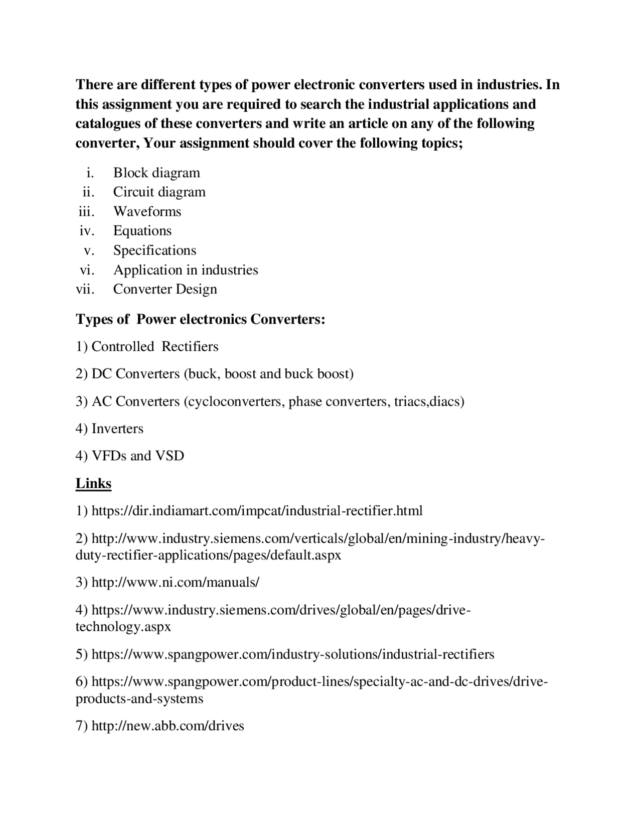 Power Electronics Assignment | Exams Power Electronics | Docsity