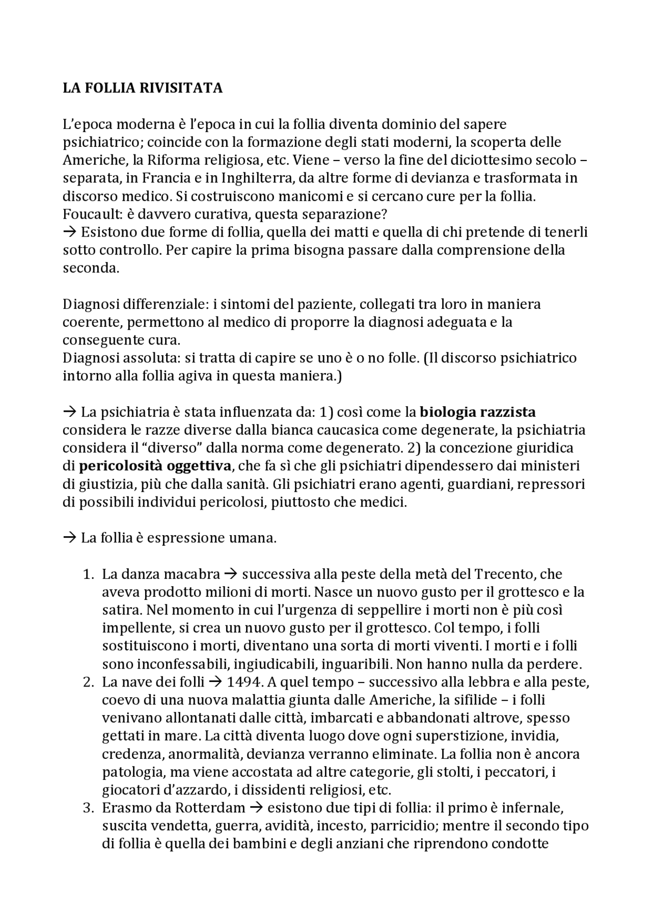 La Follia Rivisitata Riassunto Docsity