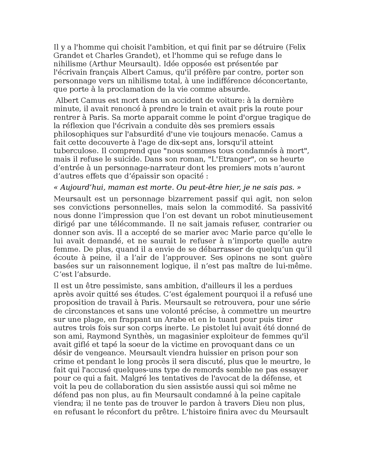 Appunti Su Albert Camus Docsity