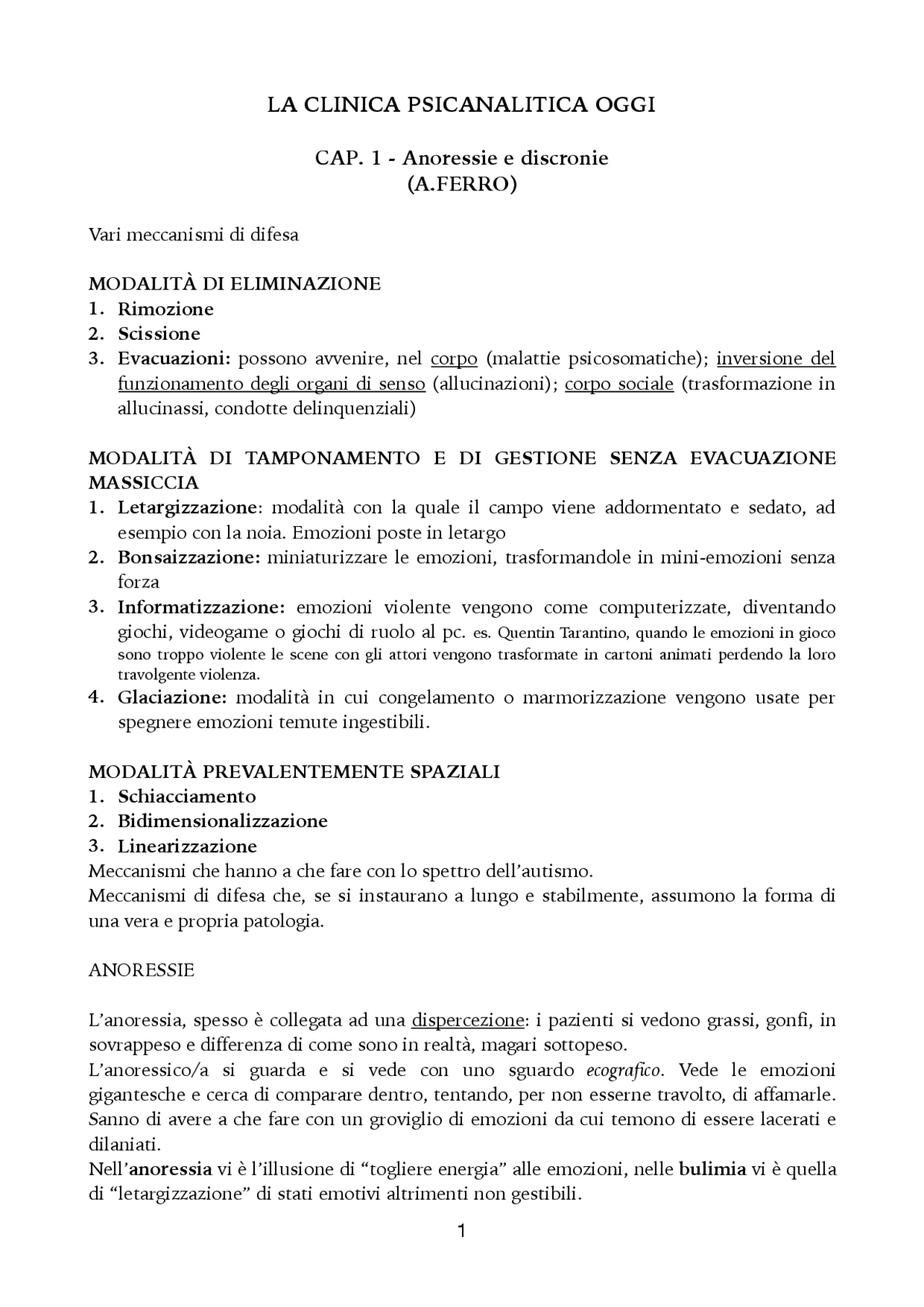 La Clinica Psicanalitica Oggi Docsity