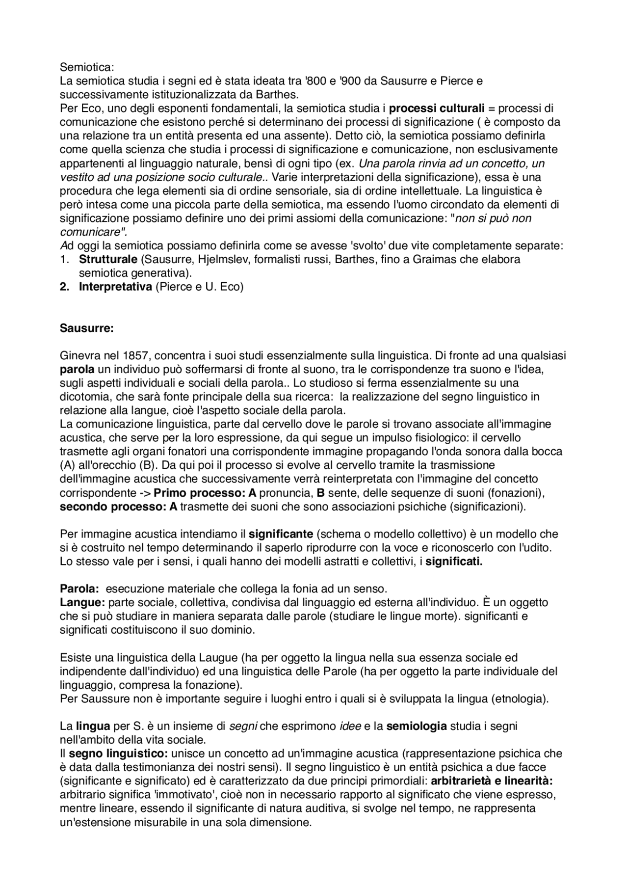 Semiotica Ottimo Per Lesame Prove Desame Di Semiotica Docsity