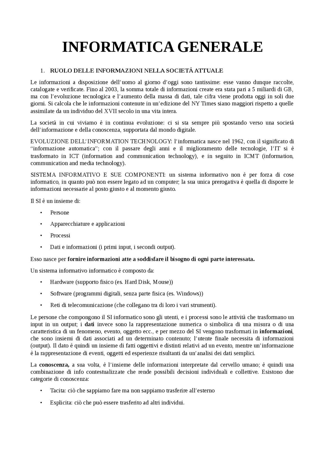 Dispensa Di Informatica Generale Docsity