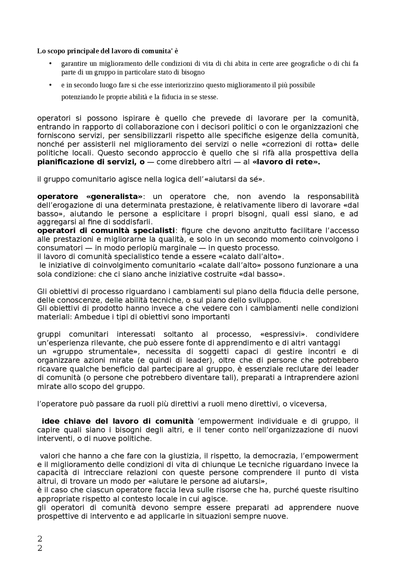 Il Lavoro Sociale Di Comunità Docsity