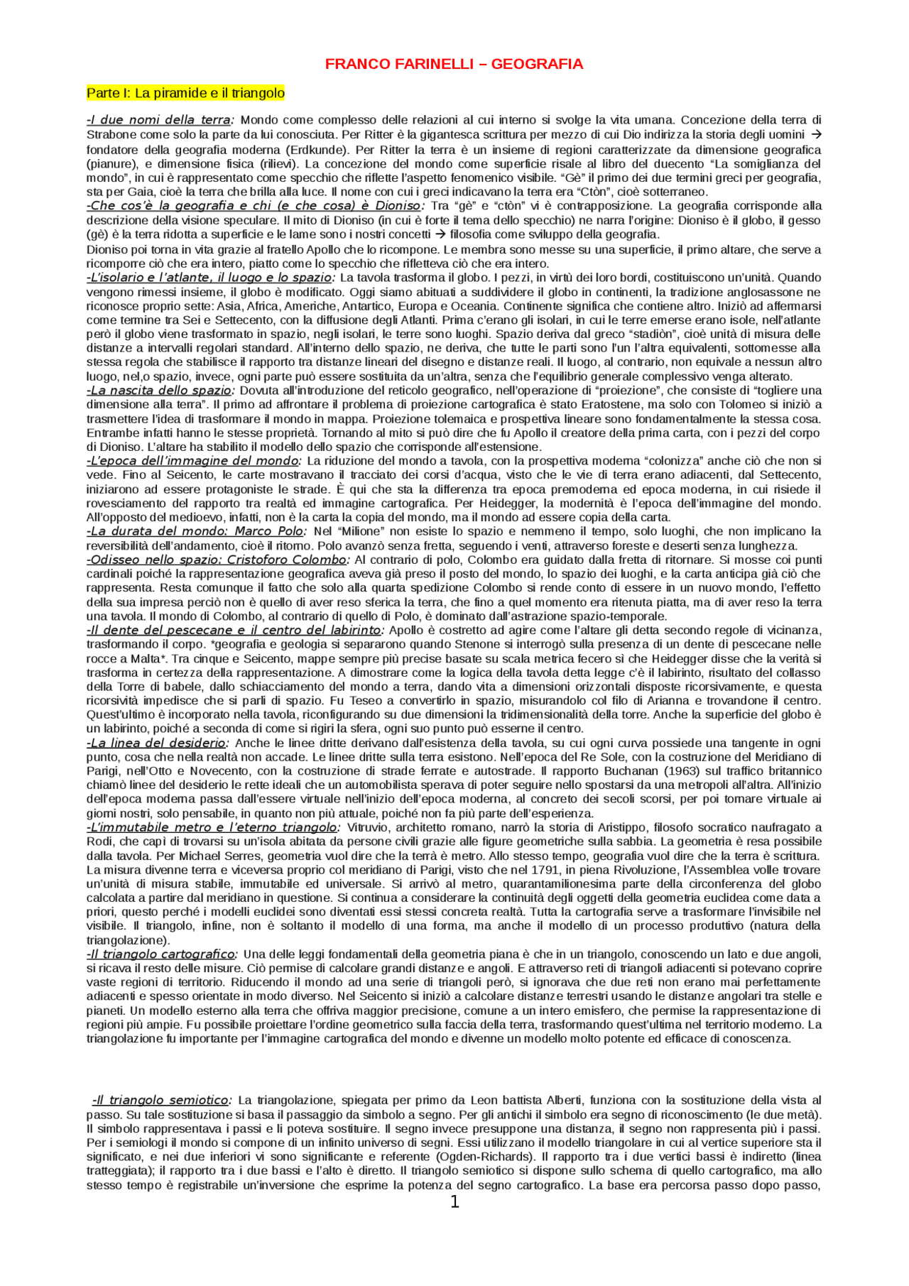 Geografia Farinelli Docsity