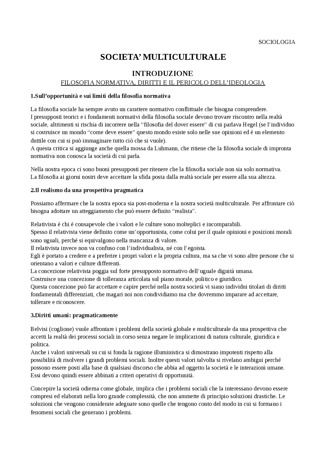 Società Multiculturale Docsity