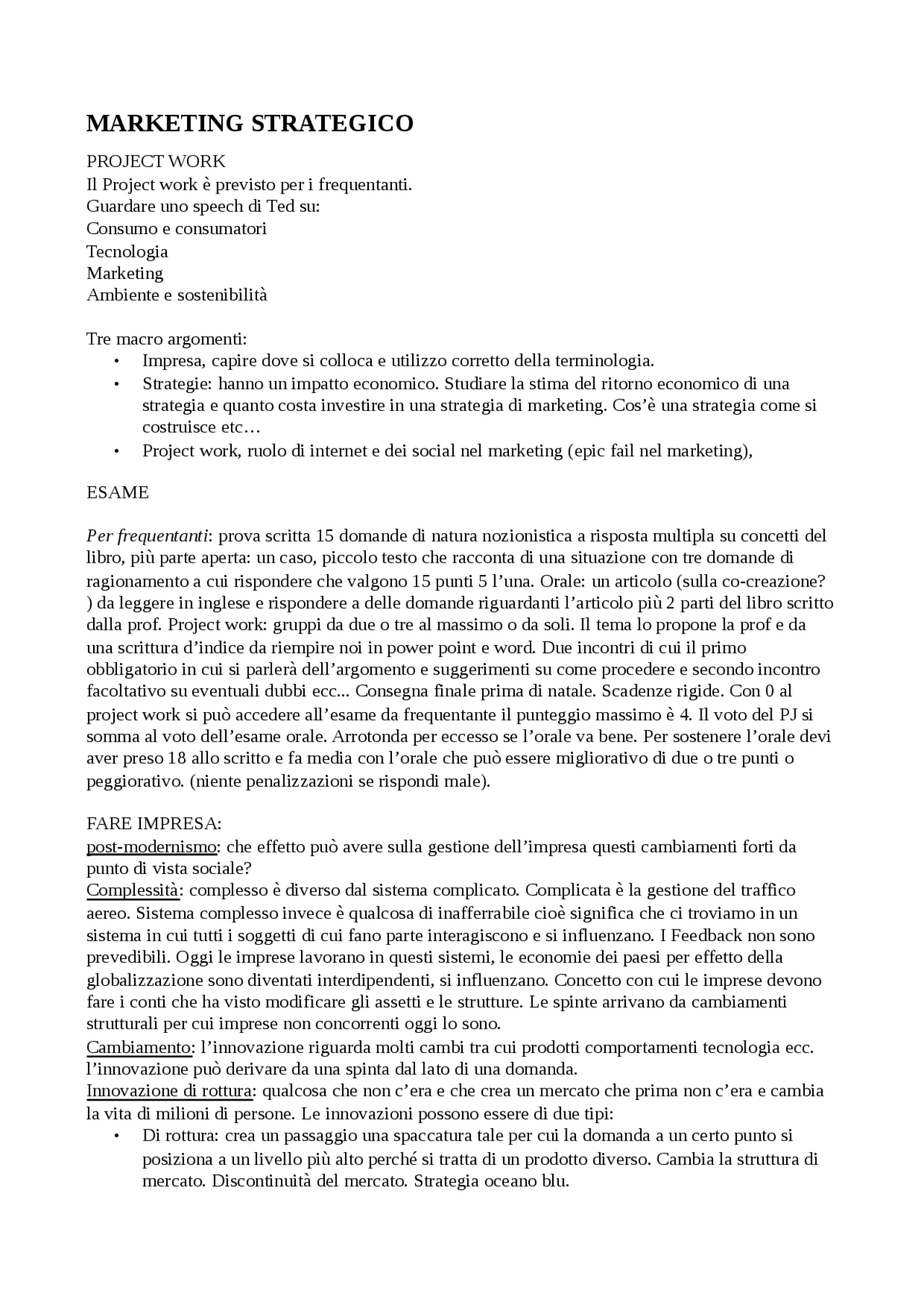 Marketing Strategico Docsity