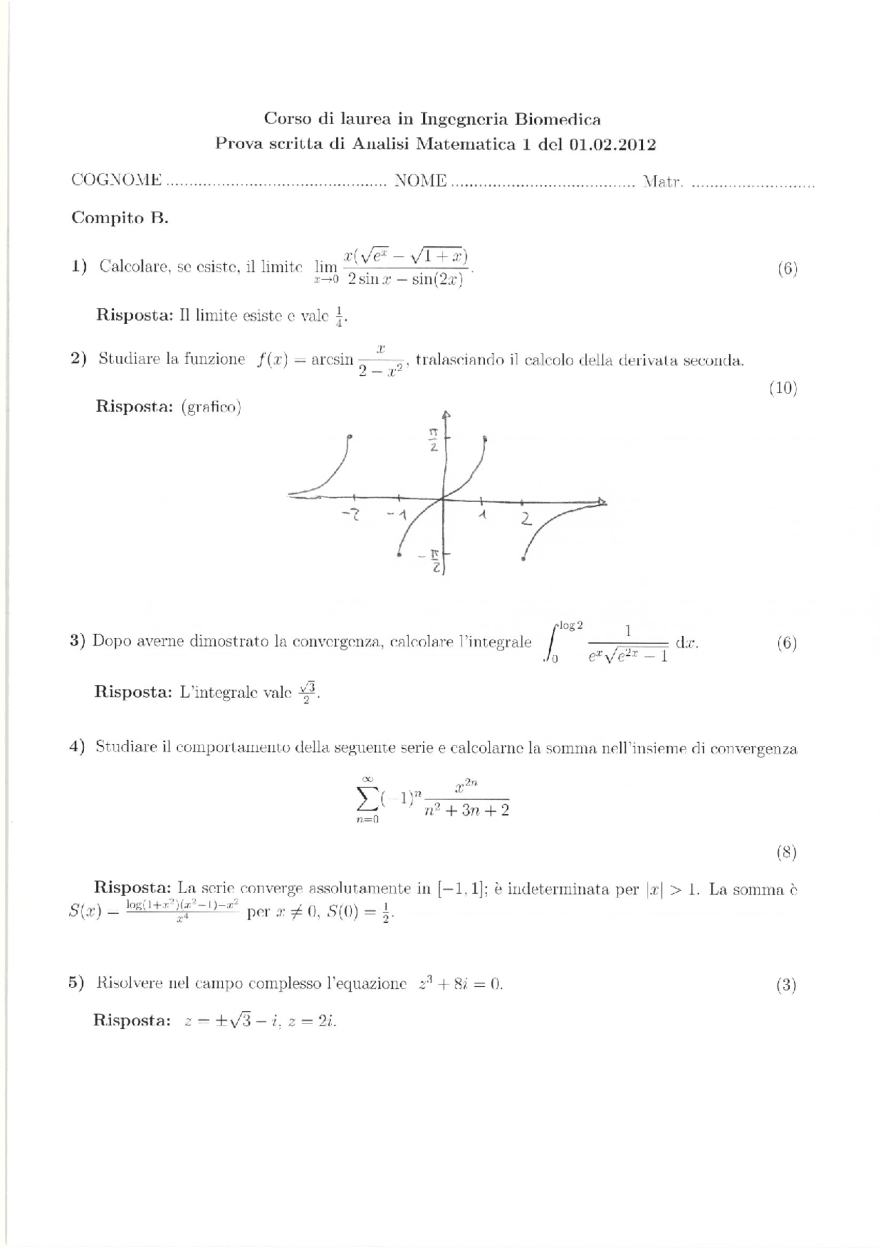 Esercizi Di Analisi 1 Docsity