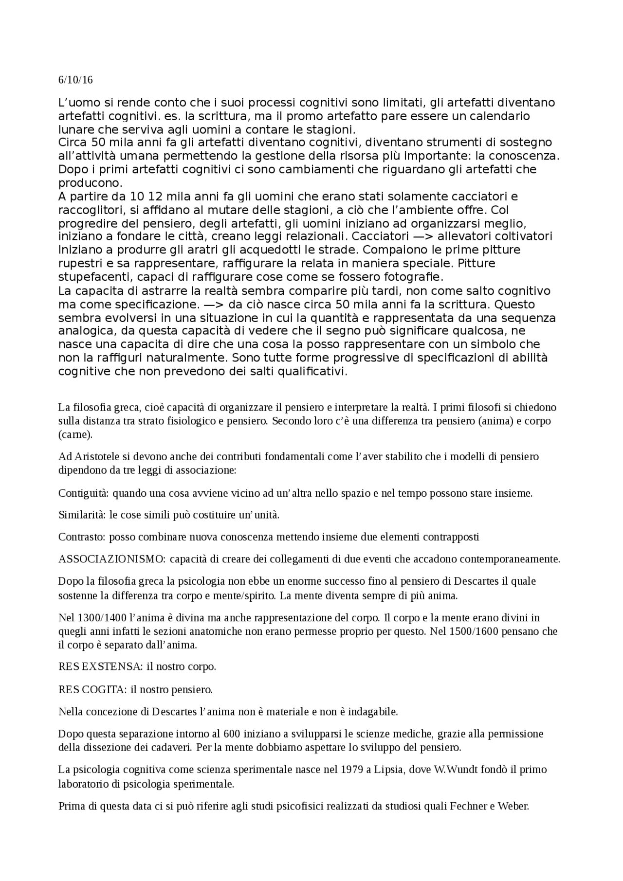 Appunti Psicologia Cognitiva Docsity
