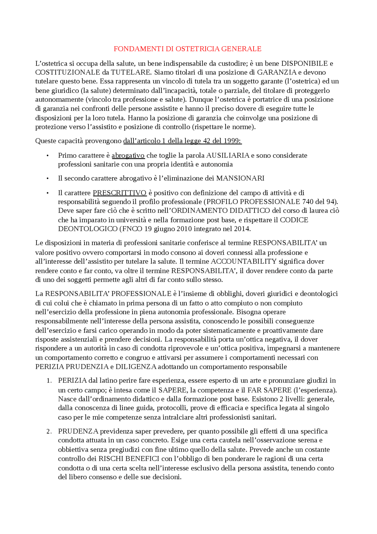 Fondamenti Di Ostetricia Generale Docsity