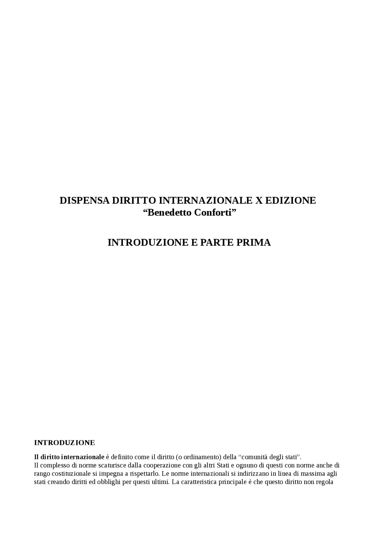 Dispense Benedetto Conforti X Edizione Docsity