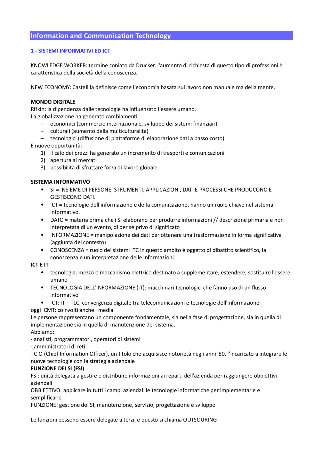 Ict Prof Carignani Iulm Docsity