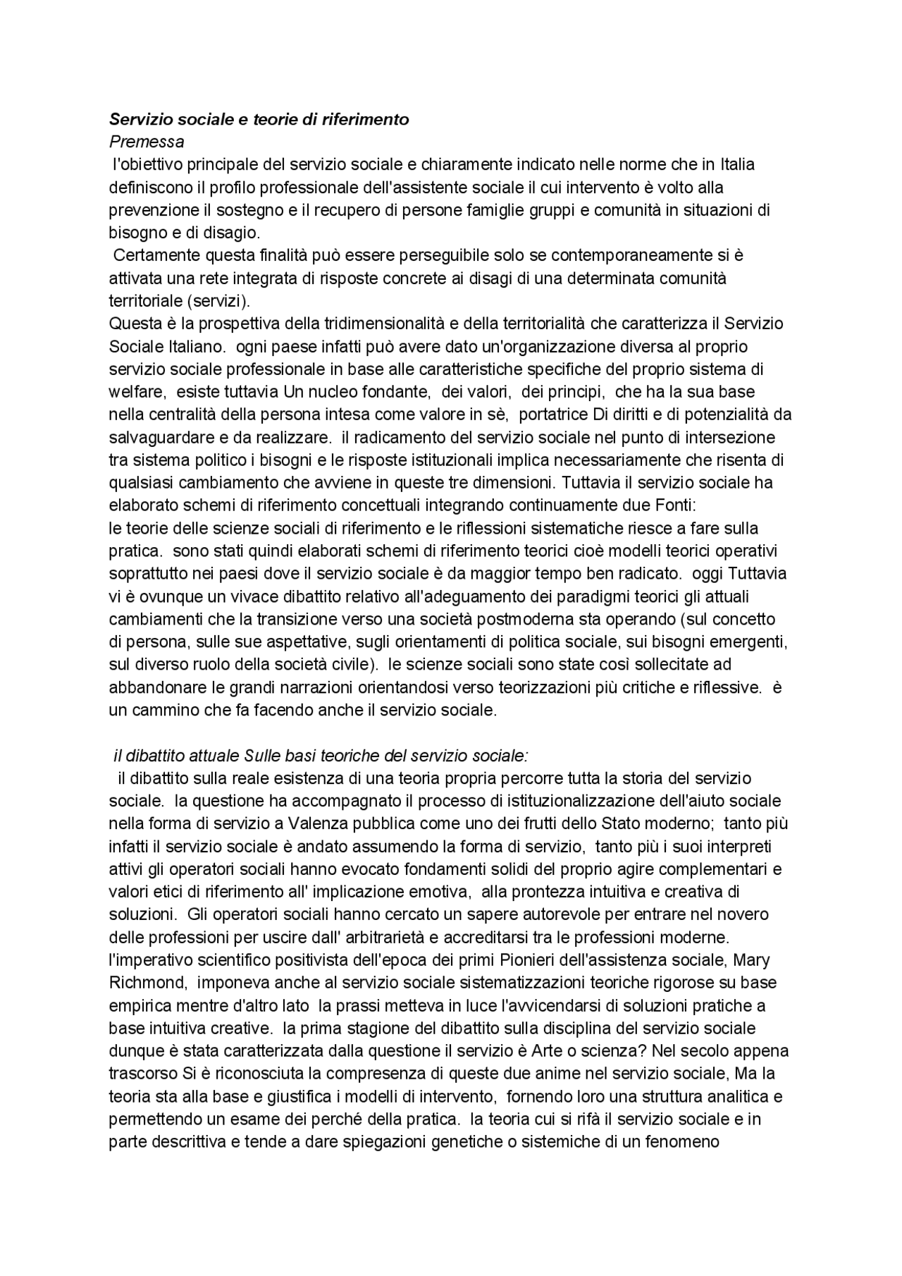 Le Sfide Teoriche Del Servizio Sociale Capitolo Ii Docsity