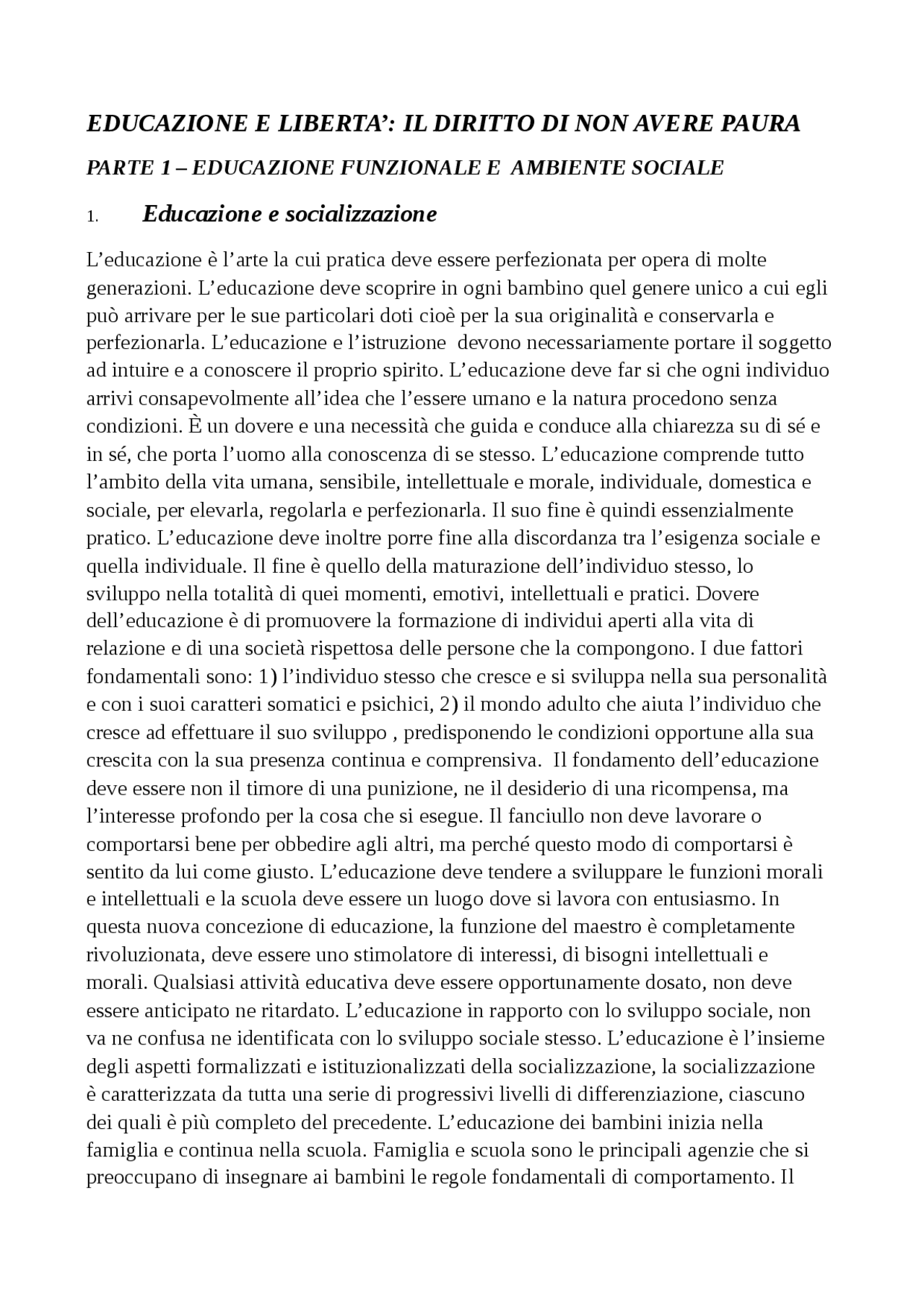 Educazione E Libertà Docsity