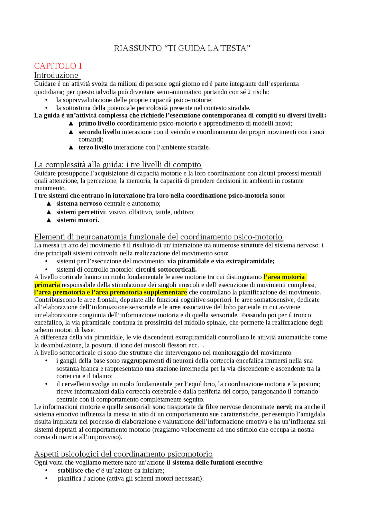 Ti Guida La Testa Riassunto Libro A Scelta Psicologia Generale Ciceri