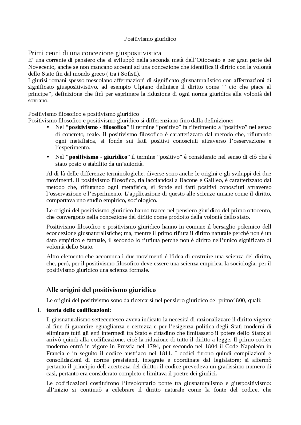 Appunti Positivismo Giuridico Appunti Di Diritto Docsity