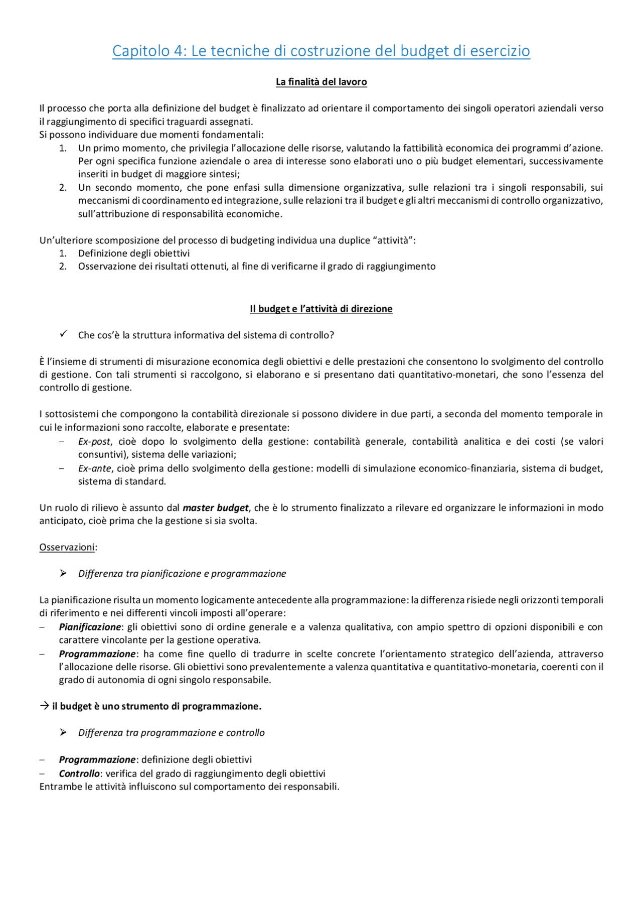 Programmazione E Controllo Secondo Modulo Docsity