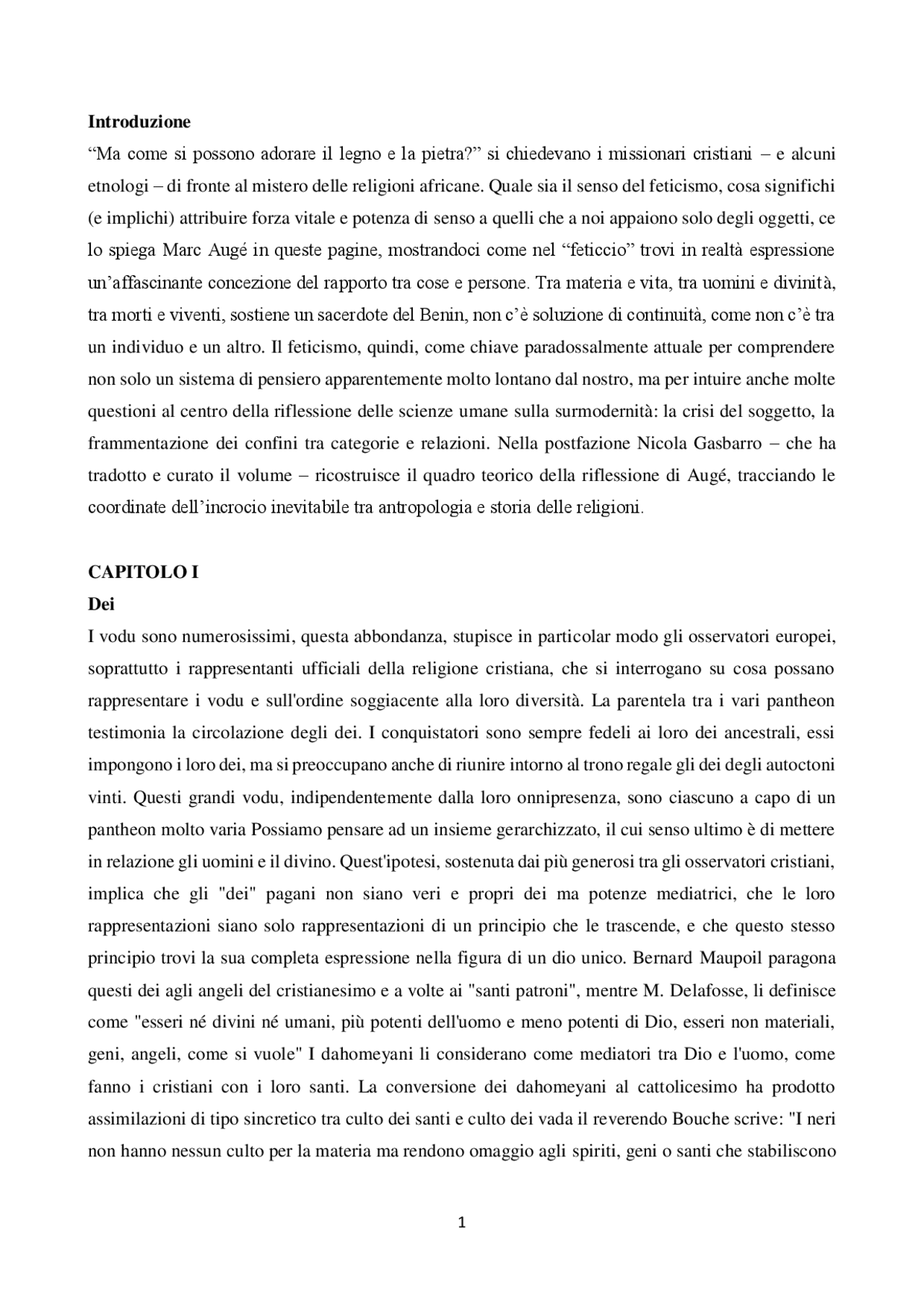 Riassunto Libro Il Dio Oggetto Di Marc Augé Docsity