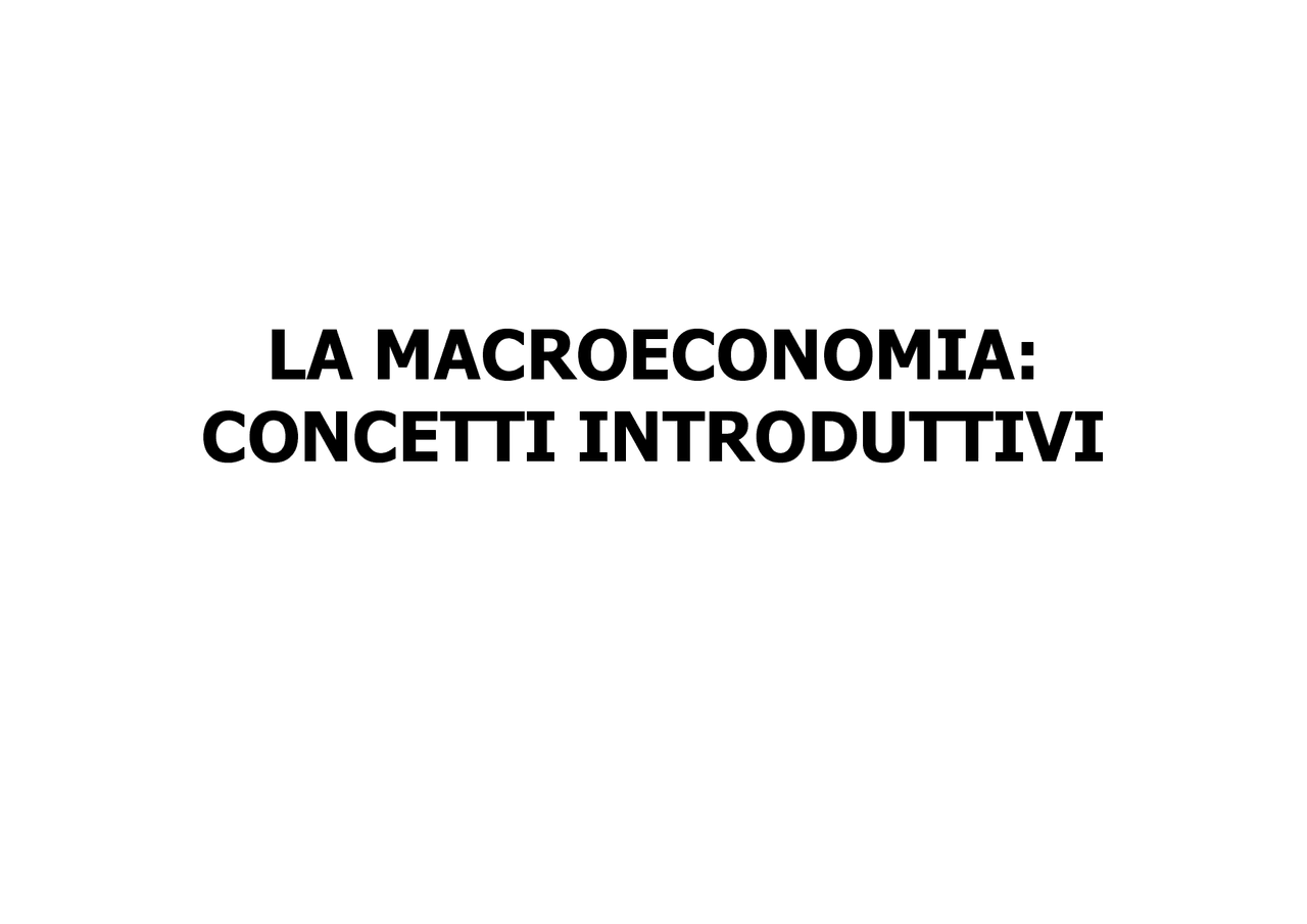 Dispense Di Macroeconomia Primo Modulo Docsity