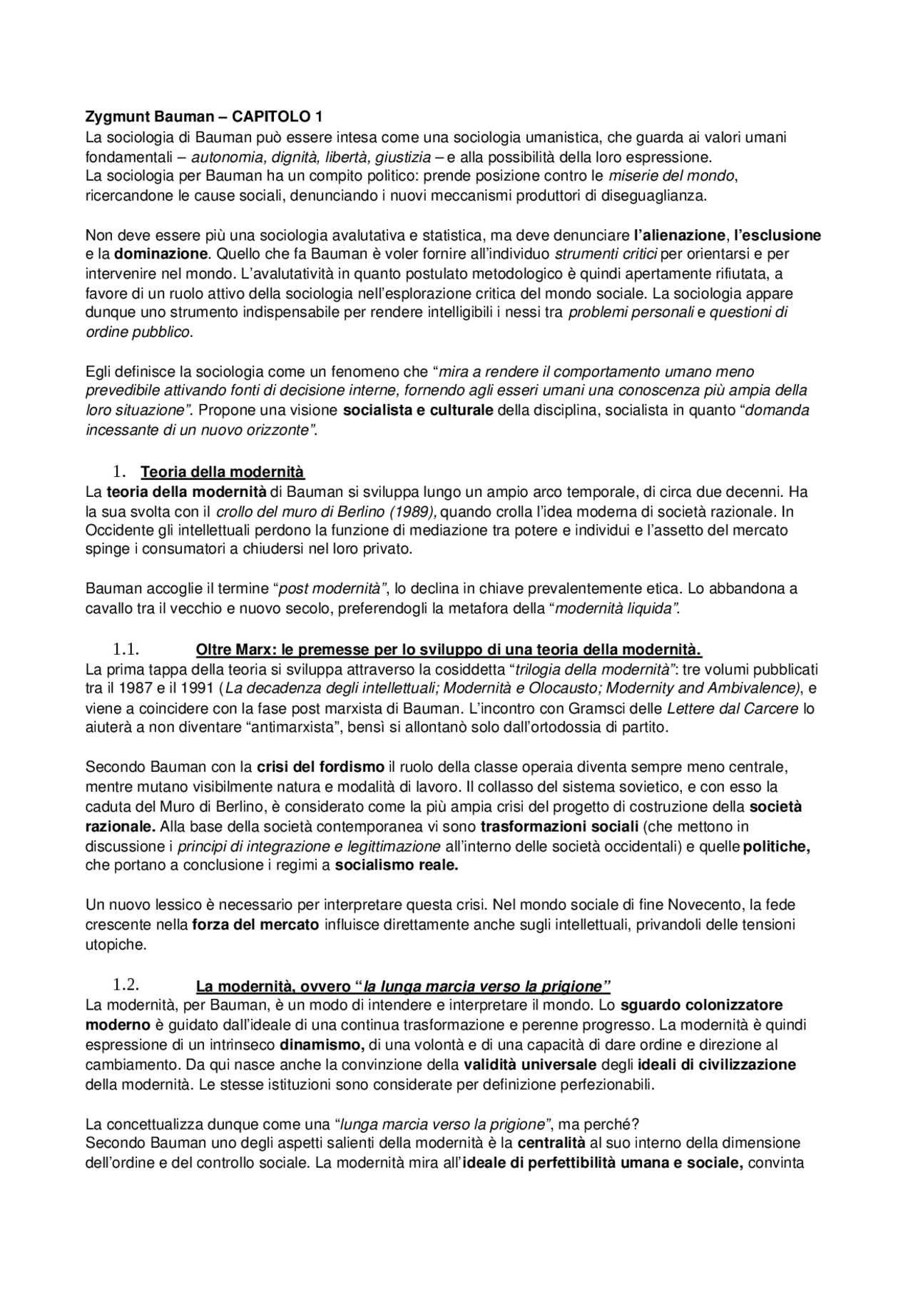 Bauman Sociologie Contemporanee Docsity