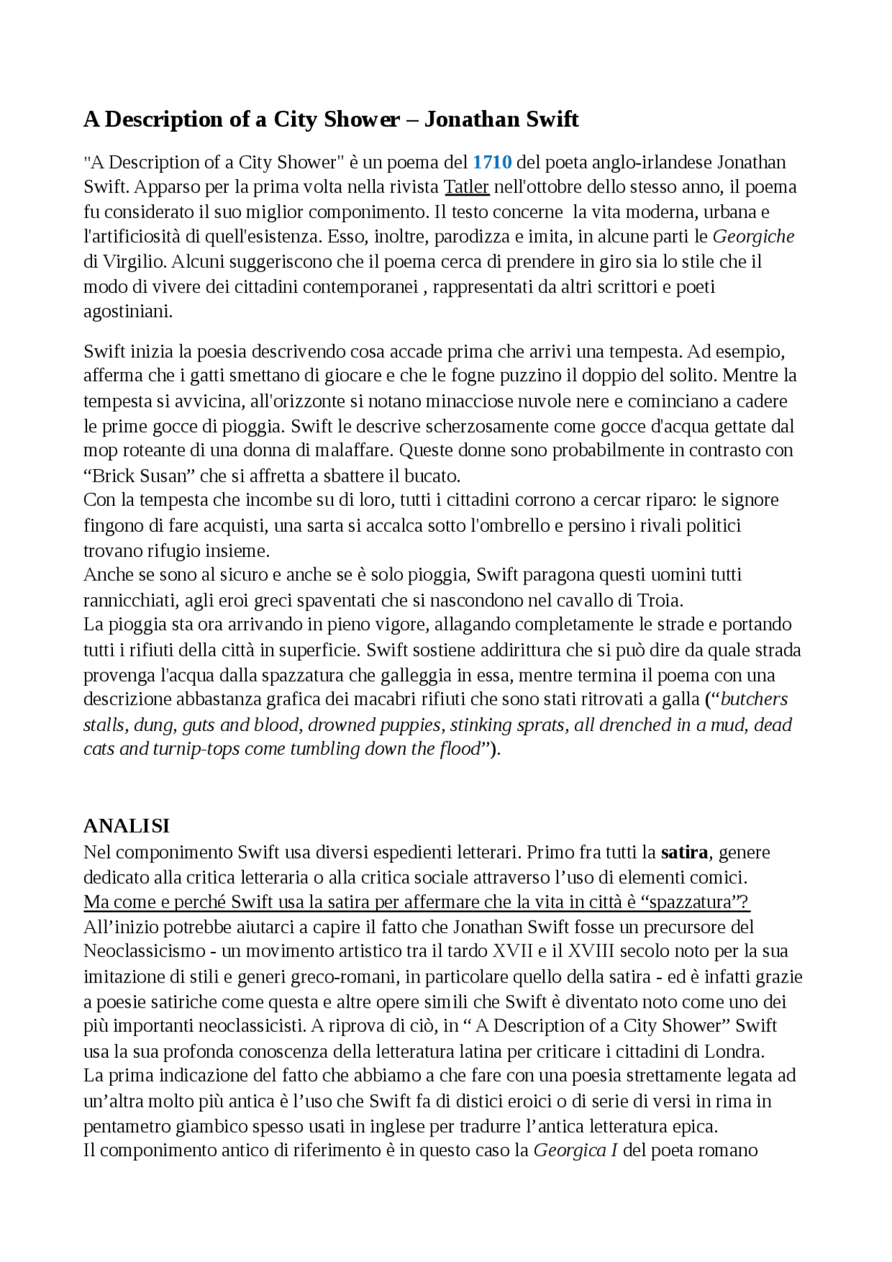 A description of a city shower - analisi | Prove d'esame di Letteratura ...