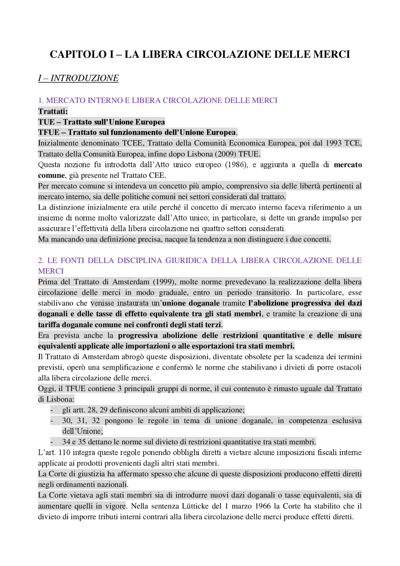 Riassunto Parte Speciale Ue Unito Docsity