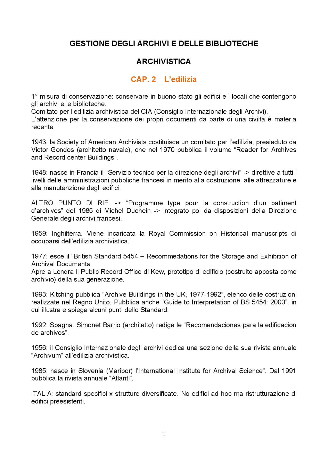 Riassunti Del Materiale Di Archivistica Docsity