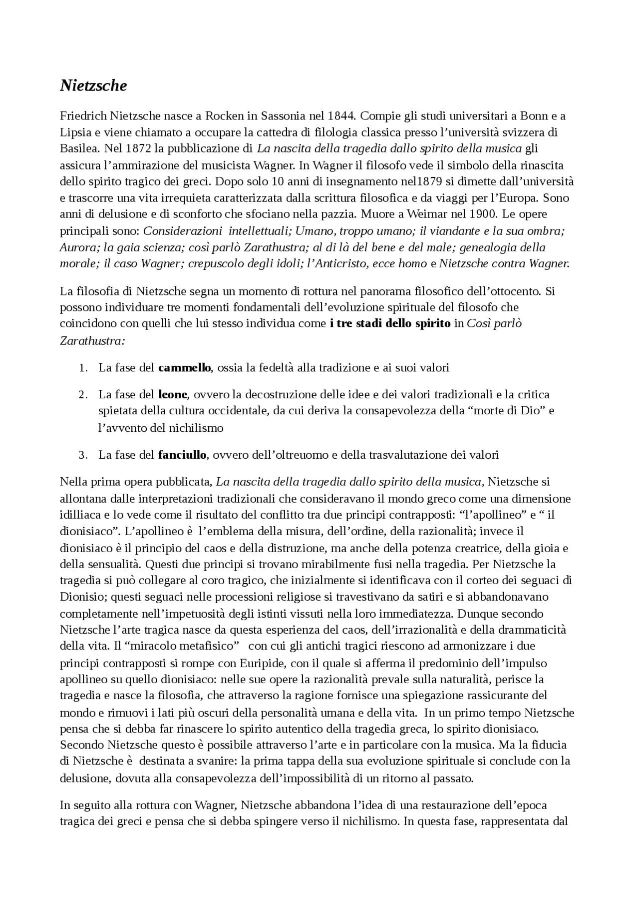 Nietzsche Riassunto Del Libro Comunicazione Filosofica Docsity