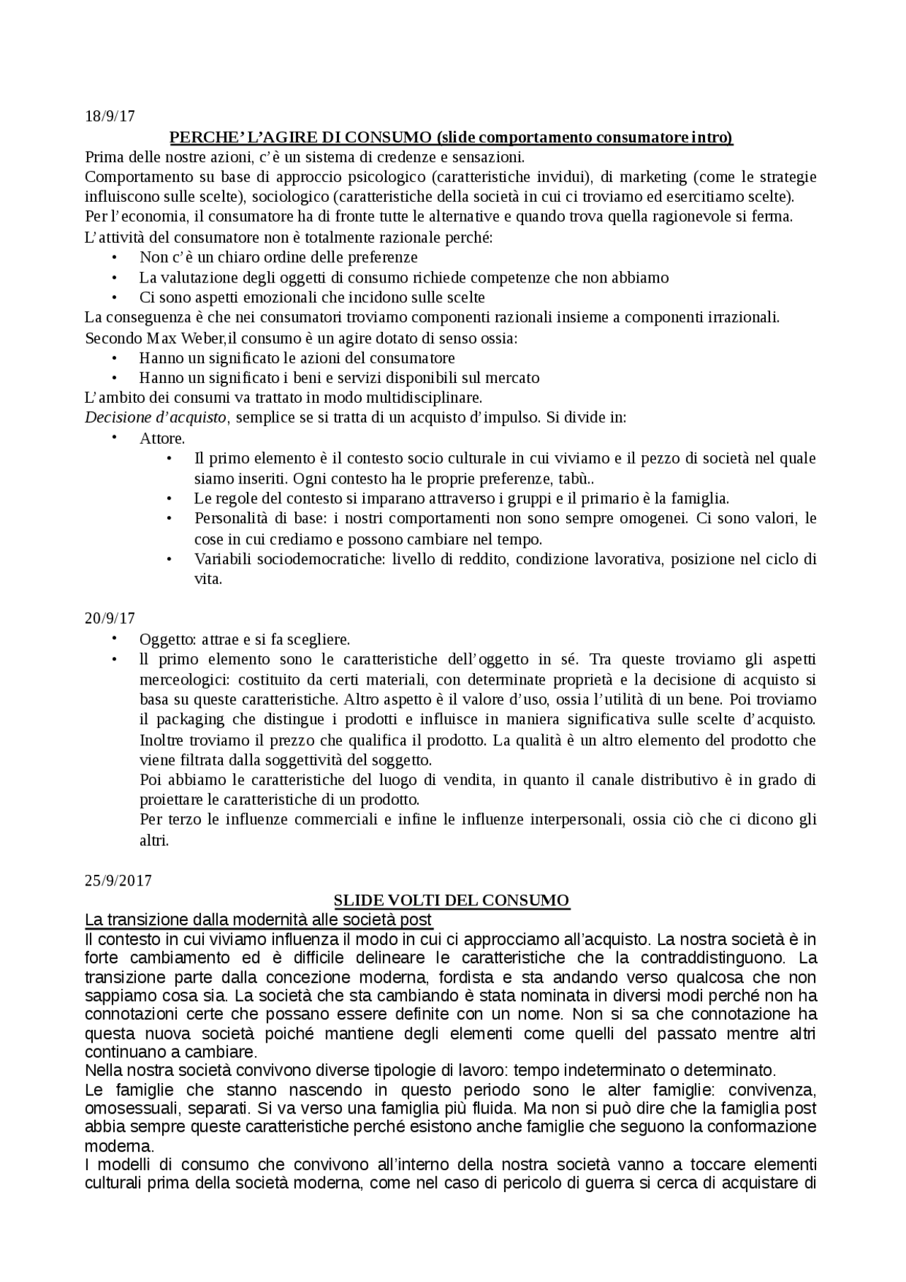 Lezioni di comportamento del consumatore - Docsity