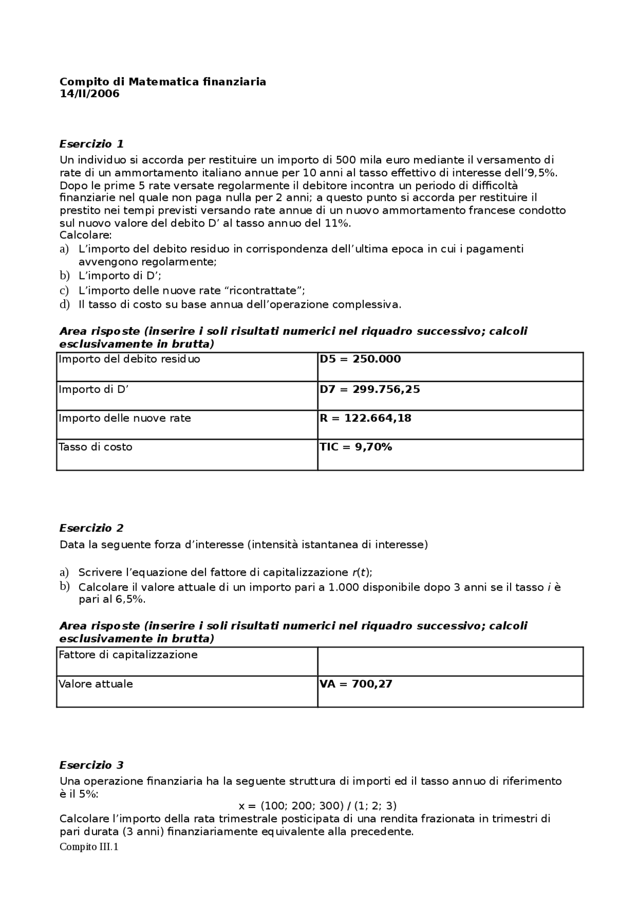 Matematica Finanziaria Docsity