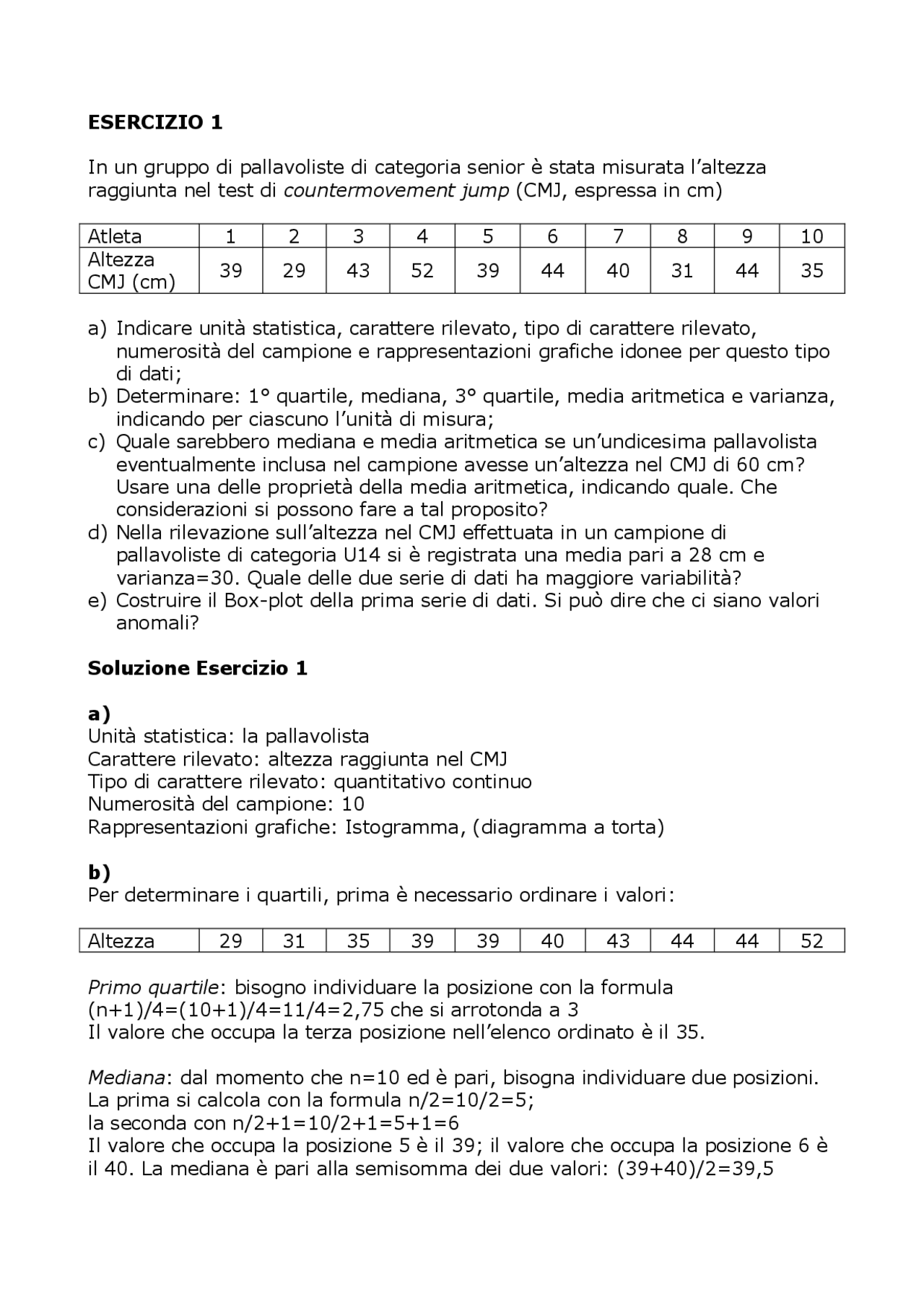Statistica Descrittiva Docsity