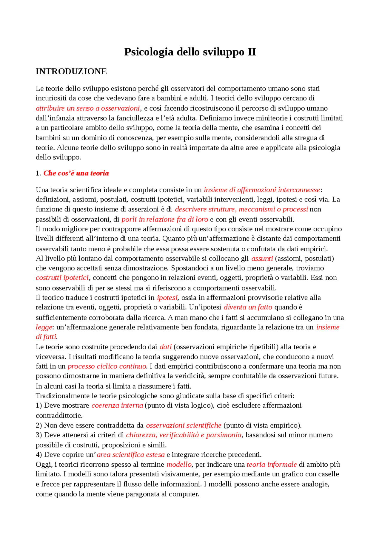 Manuale Psicologia Dello Sviluppo Docsity