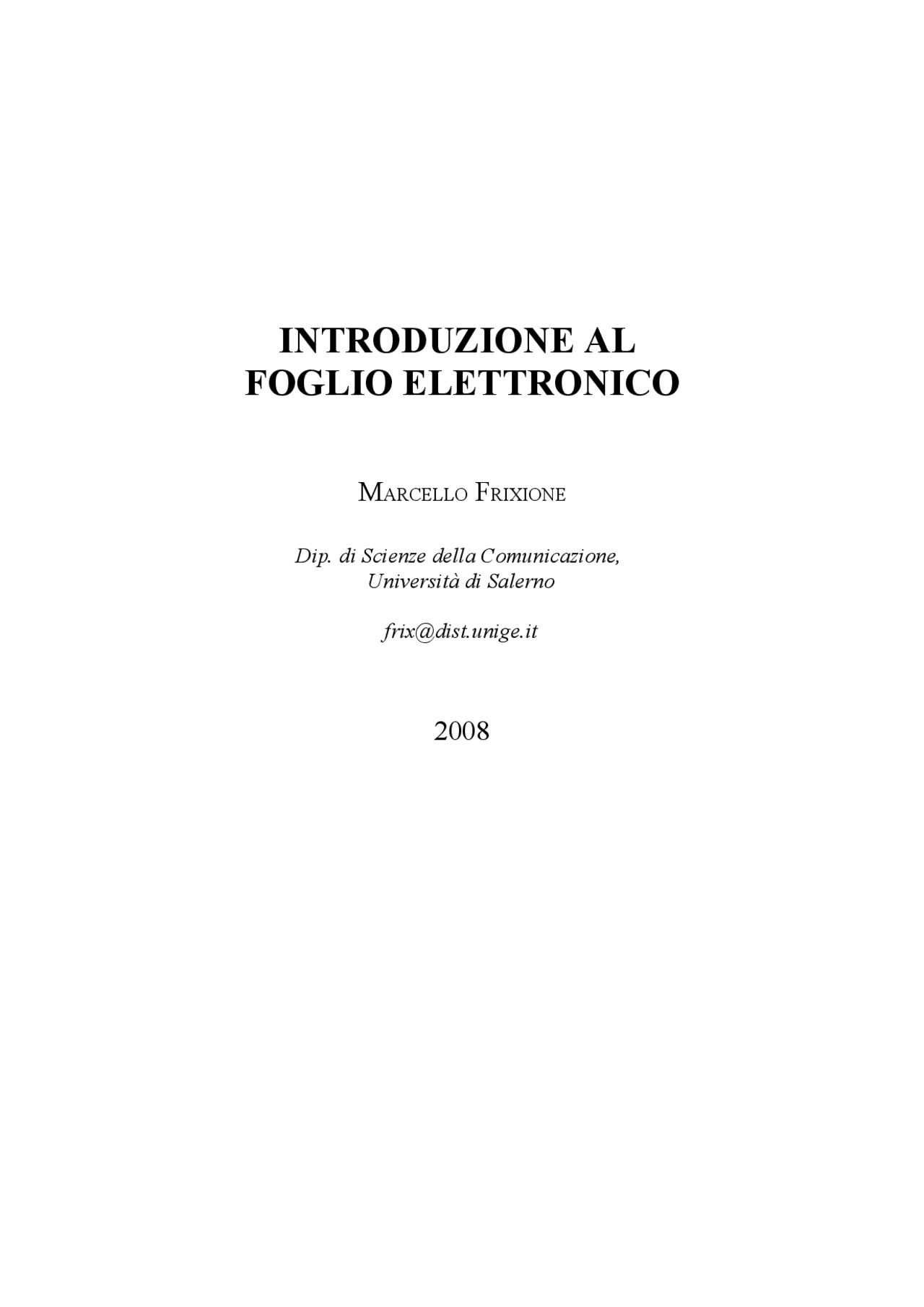 Foglio Di Calcolo Informatica Docsity
