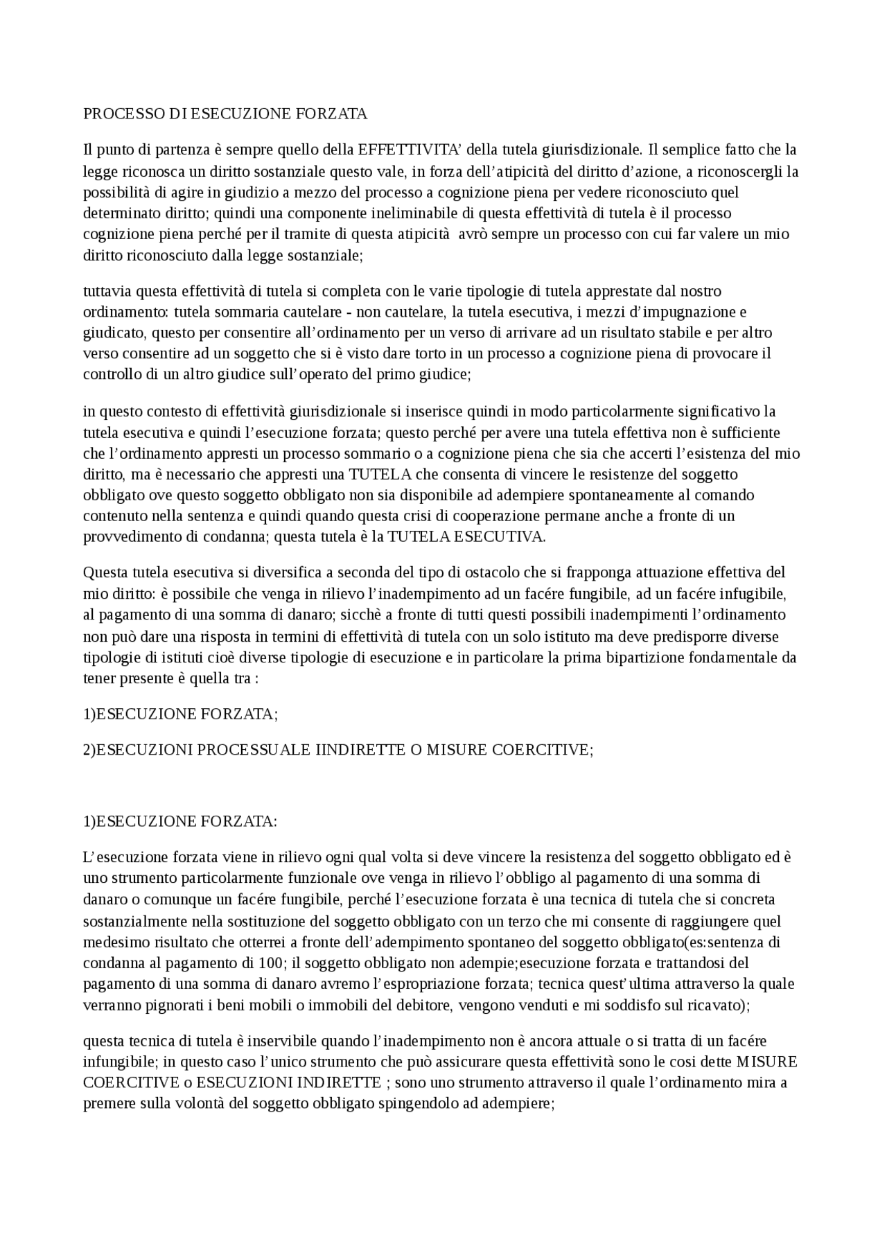 Diritto Dellesecuzione Forzata Docsity