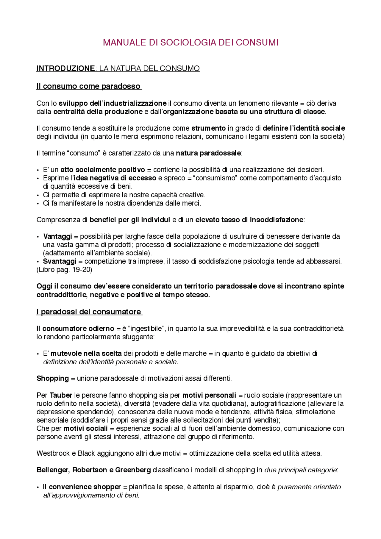 Manuale Di Sociologia Dei Consumi Vcodeluppi Carrocci Editore Docsity