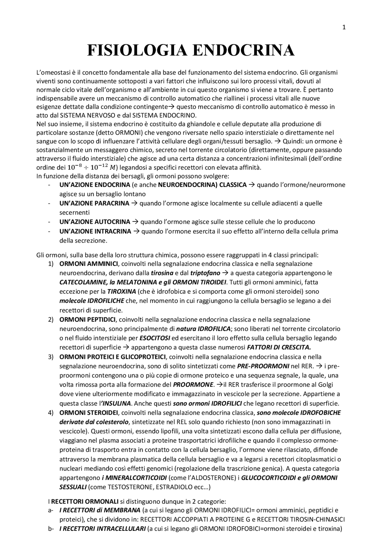 Fisiologia Endocrina Docsity
