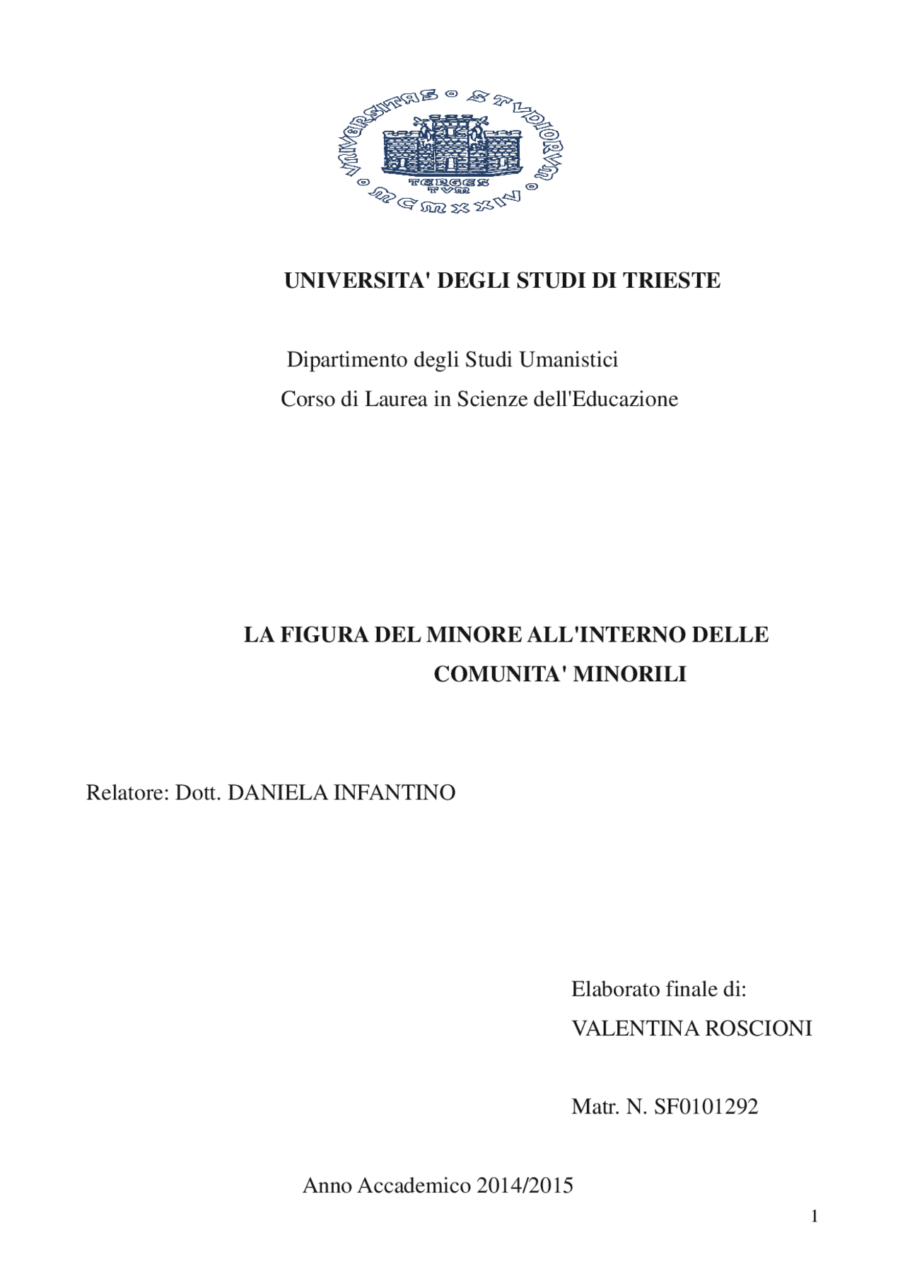 La Figura Del Minore Allinterno Delle Comunità Minorili Docsity