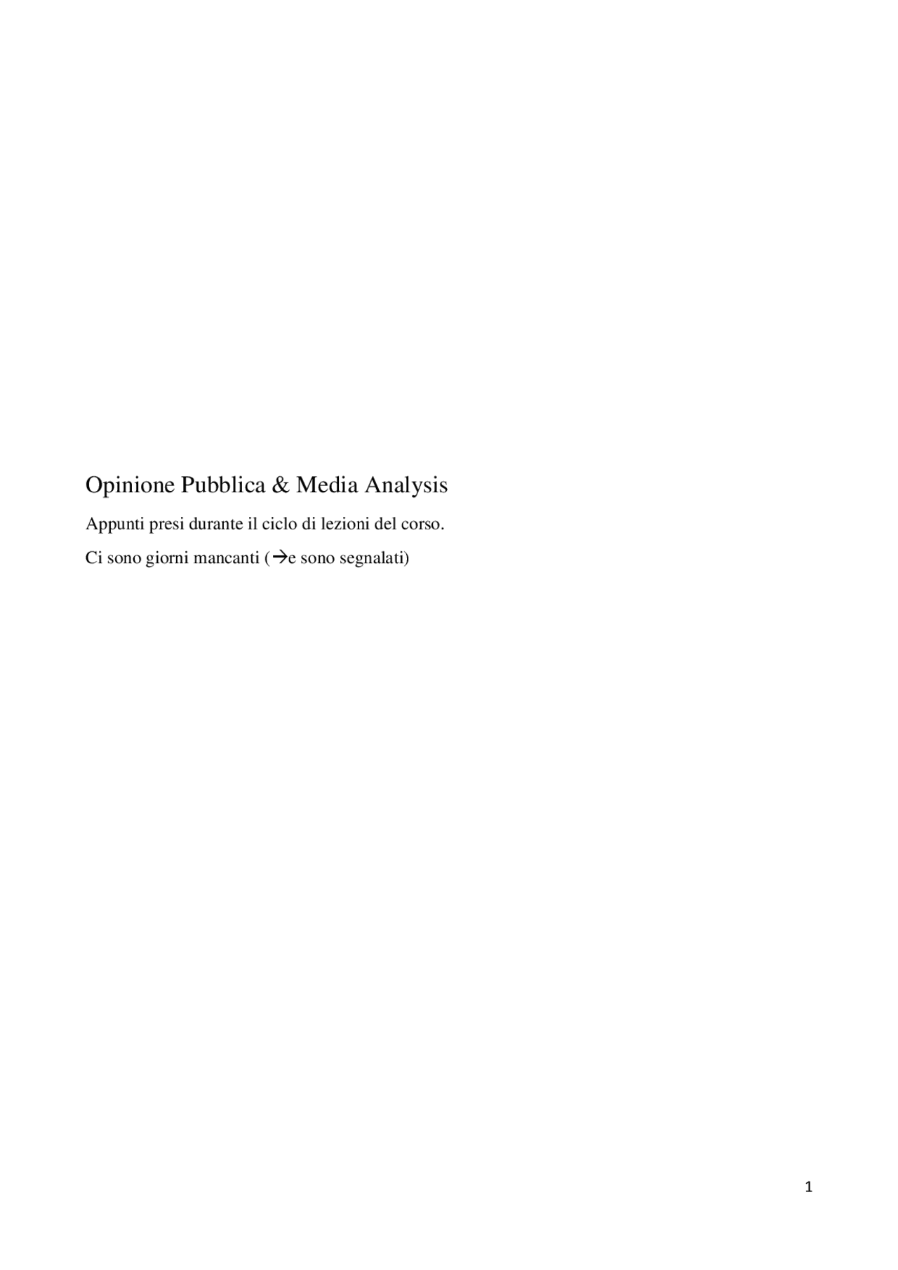 Opinione Pubblica E Media Analysis Docsity