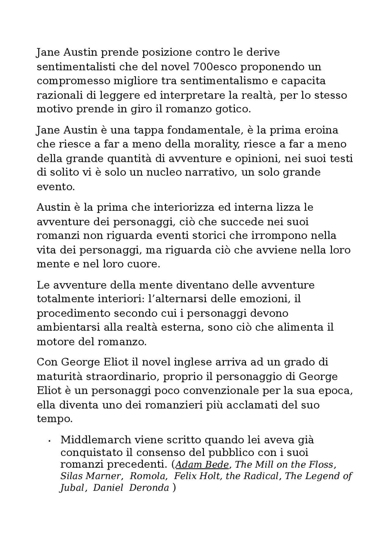 Introduzione A Middlemarch Docsity